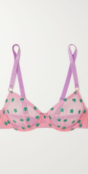 DORA LARSEN - Arella embroidered recycled-tulle underwired bra