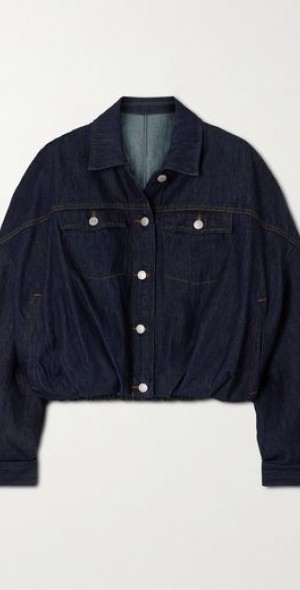 DRIES VAN NOTEN - Oversized gathered denim jacket