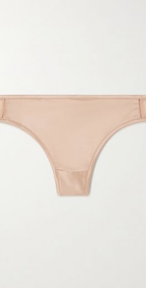 ERES - Tulle-trimmed silk-satin thong