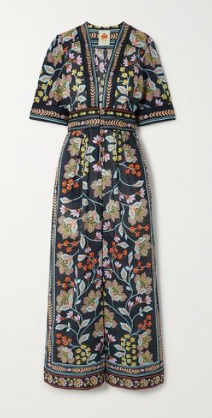 FARM RIO - Floral-print cotton-voile jumpsuit