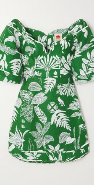 FARM RIO - Forest Soul printed linen mini dress