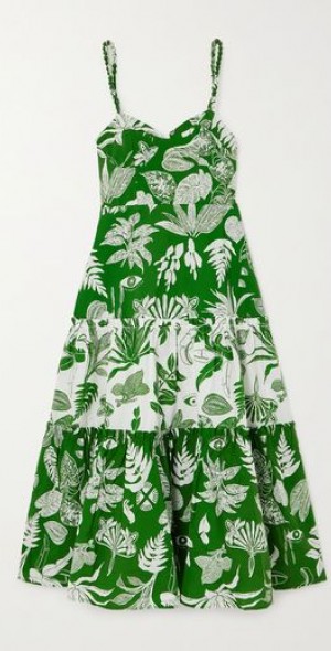 FARM RIO - Forest Soul ruffled tiered printed cotton midi dress