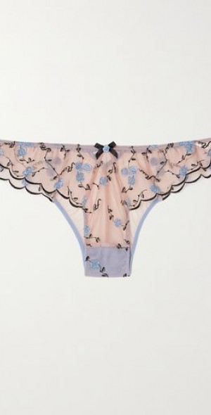 FLEUR DU MAL - Rose and Vine stretch-silk satin-trimmed embroidered ...