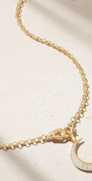 FOUNDRAE - Medium Belcher Sister Hook Crescent 18-karat gold diamond ...