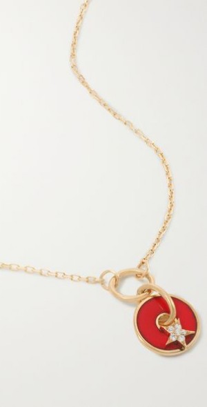 FOUNDRAE - Red Star 18-karat gold, enamel and diamond necklace