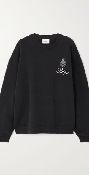FRAME - + Ritz Paris Late Checkout embroidered cotton-jersey sweatshirt