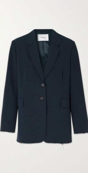 FRAME - Oversized frayed twill blazer