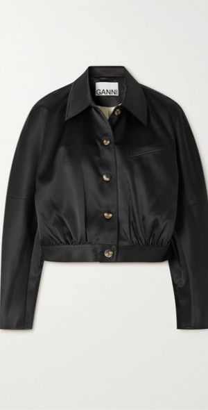 GANNI - Cropped recycled-satin jacket