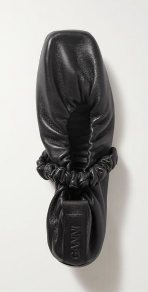 GANNI - Gathered leather ballet flats