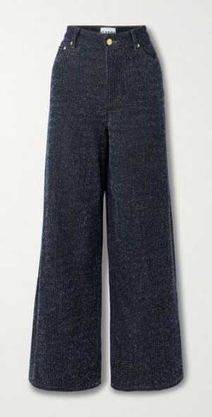 GANNI - High-rise wide-leg organic bouclé jeans