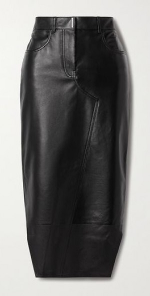 GIVENCHY - Leather midi skirt