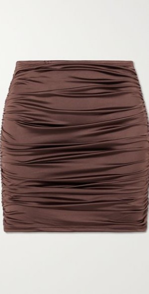 GOOD AMERICAN - Ruched stretch-satin mini skirt
