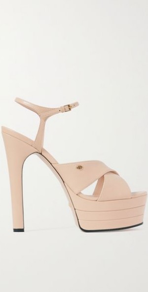 GUCCI - Angel logo-embellished leather platform sandals