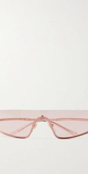 GUCCI EYEWEAR - Rimless rectangle-frame rose gold-tone sunglasses