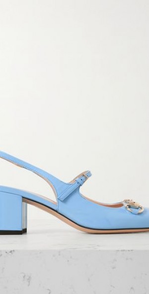 GUCCI - Lady Horsebit patent-leather Mary Jane pumps