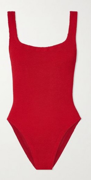 HUNZA G - Square Neck seersucker swimsuit