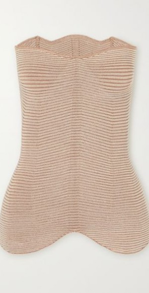 ISA BOULDER - Curly strapless ribbed-knit top