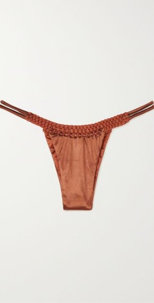 ISA BOULDER - Wavelink braided stretch-satin bikini bottoms