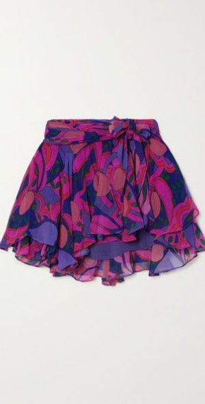 ISABEL MARANT - Atoria tie-front printed silk-crepon mini skirt