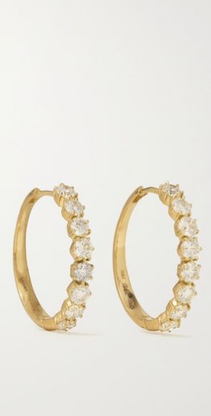 JADE TRAU - Catherine Eternity 18-karat gold diamond hoop earrings
