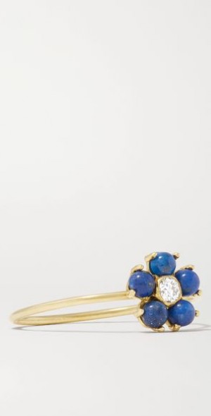 JENNIFER MEYER - 18-karat gold, lapis lazuli and diamond ring