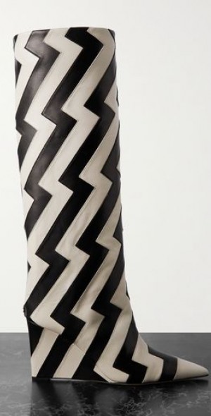 JIMMY CHOO - Blake 85 two-tone leather wedge knee boots