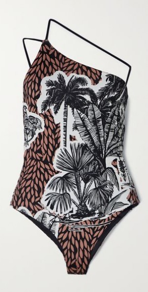 Johanna Ortiz Magia Y Sol One Shoulder Printed Recycled Stretch Swimsuit