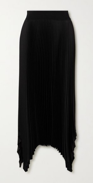 JOSEPH - Ade asymmetric plissé-satin midi skirt