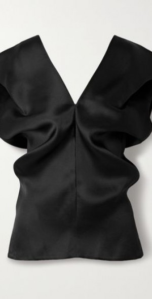KHAITE - Ami draped silk-gazar top
