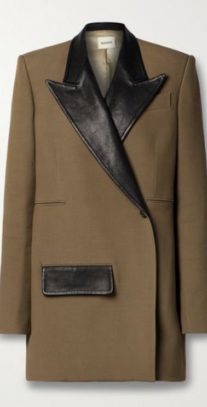 KHAITE - Jacobson two-tone leather-trimmed crepe blazer