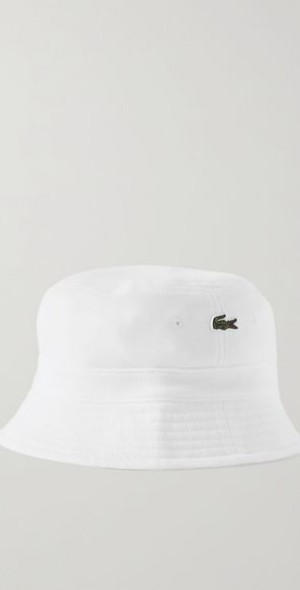LACOSTE - Appliquéd cotton-piqué bucket hat