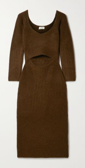 L'AGENCE - Nala off-the-shoulder cutout knitted midi dress
