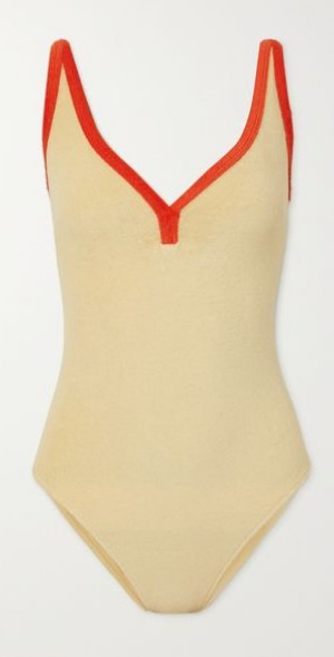 LISA MARIE FERNANDEZ - Maria piped stretch-cotton terry swimsuit