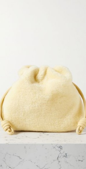 LOEWE - Flamenco leather-trimmed shearling clutch