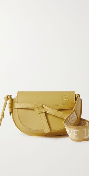 LOEWE - Gate mini canvas jacquard-trimmed leather shoulder bag