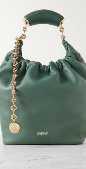 LOEWE - Squeeze small chain-embellished gathered leather tote