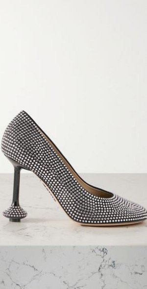 LOEWE - Toy crystal-embellished suede pumps