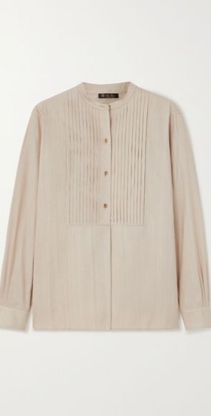 LORO PIANA - Jalia pintucked crinkled-silk blouse