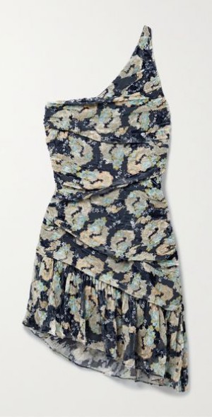 LOVESHACKFANCY - Zietta one-shoulder floral-print devoré-chiffon mini dress