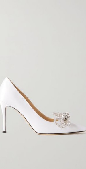 MACH & MACH - Double Bow crystal-embellished satin pumps