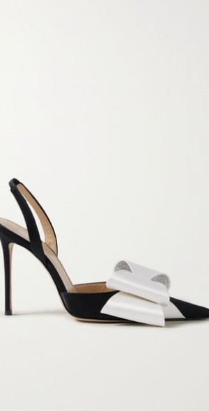 MACH & MACH - Le Cadeau crystal-embellished satin slingback pumps