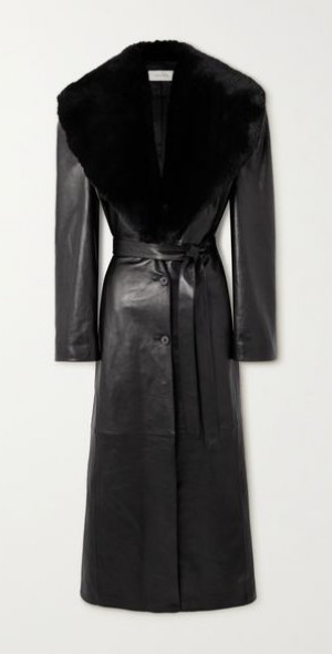 MAGDA BUTRYM - Belted convertible shearling-trimmed leather coat