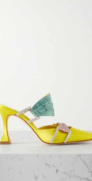 MANOLO BLAHNIK - Chinci 90 crystal-embellished satin mules