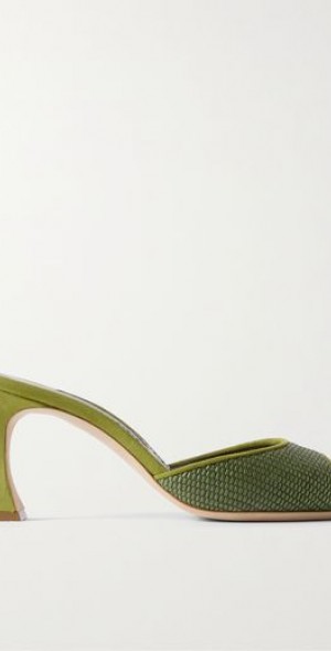 MANOLO BLAHNIK - Jadara 70 suede-trimmed raffia sandals