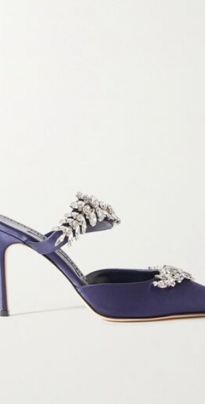 MANOLO BLAHNIK - Lurum 90 crystal-embellished satin mules