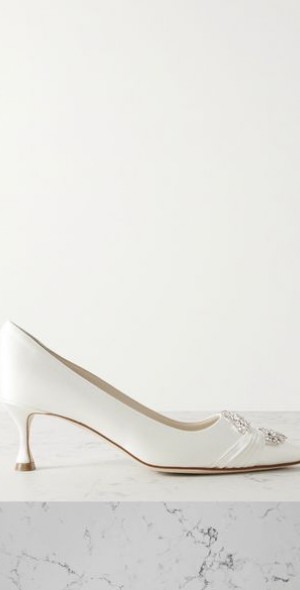MANOLO BLAHNIK - Maidapump 50 crystal-embellished satin pumps