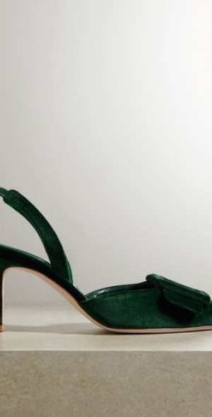 MANOLO BLAHNIK - Maysli 70 buckled velvet slingback pumps