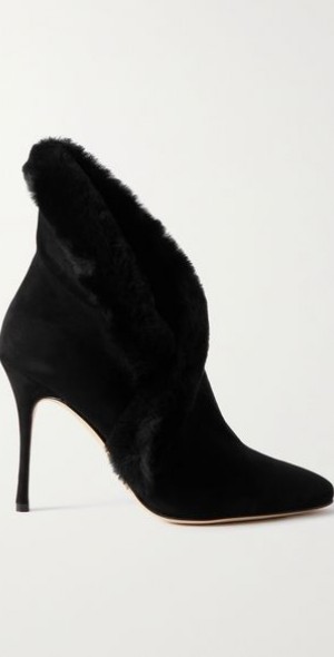 MANOLO BLAHNIK - Nestanu 105 shearling-trimmed suede ankle boots
