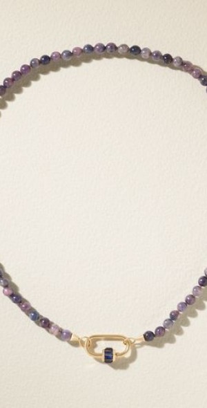 MARLA AARON - Medium Lock 14-karat gold, ruby and sapphire necklace