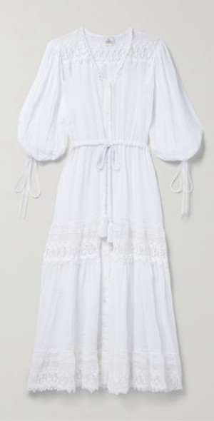 MIGUELINA - Nolina lace-trimmed cotton-gauze midi dress